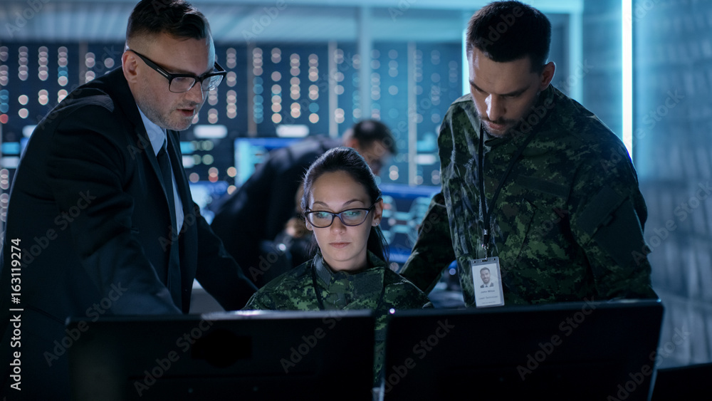 Government Surveillance Agency and Military Joint Operation. Male Agent ...