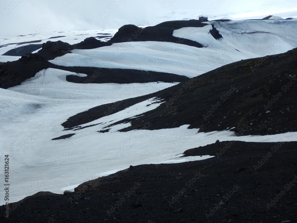 snowy mountain plateau at fimmvorduhals in iceland Stock Photo | Adobe ...