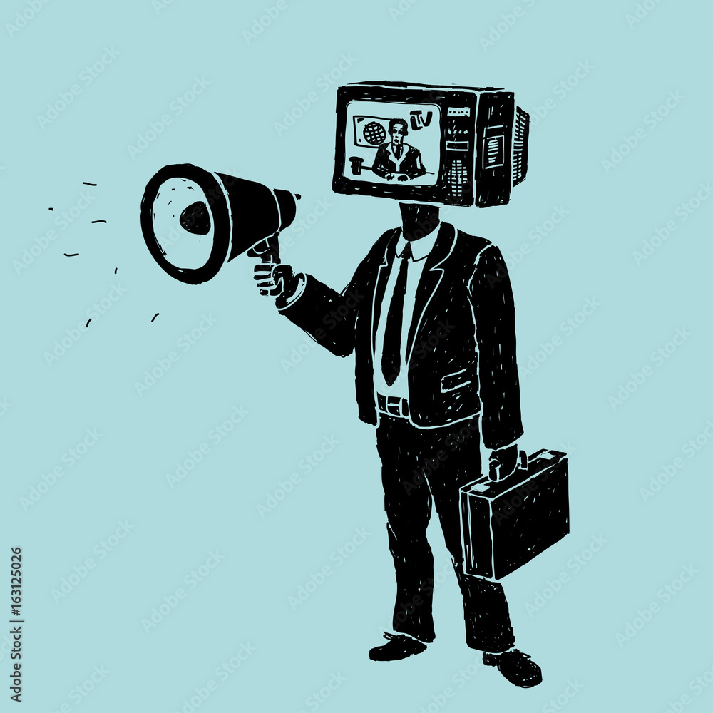Propaganda by TV and Loudspeaker Vector Illustration Stock Vector ...