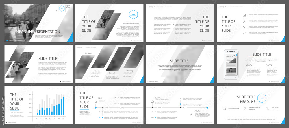 Blue and gray elements for infographics on a white background ...