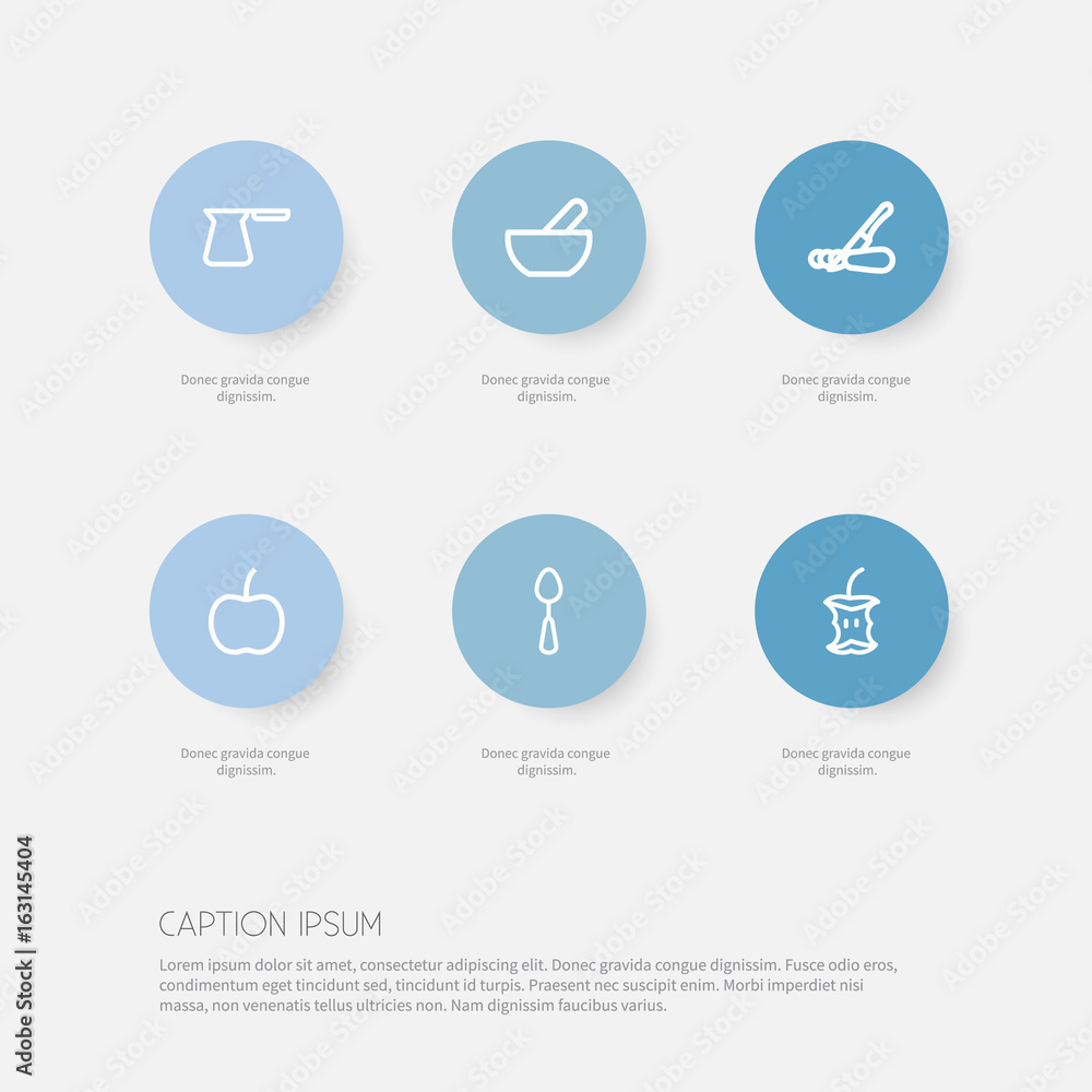 Set Of 6 Editable Food Icons. Includes Symbols Such As Tree, Cezve ...