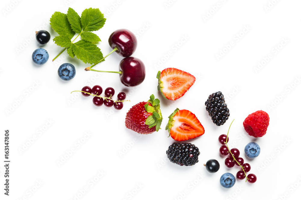 Fresh berries on white background Stock Photo | Adobe Stock