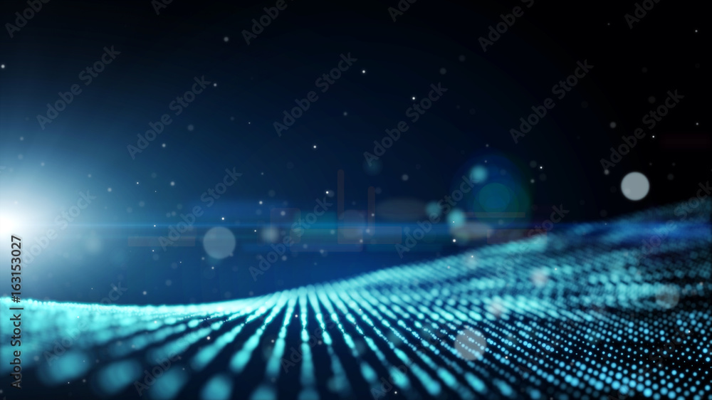 Dark blue abstract animation background with moving and flicker ...