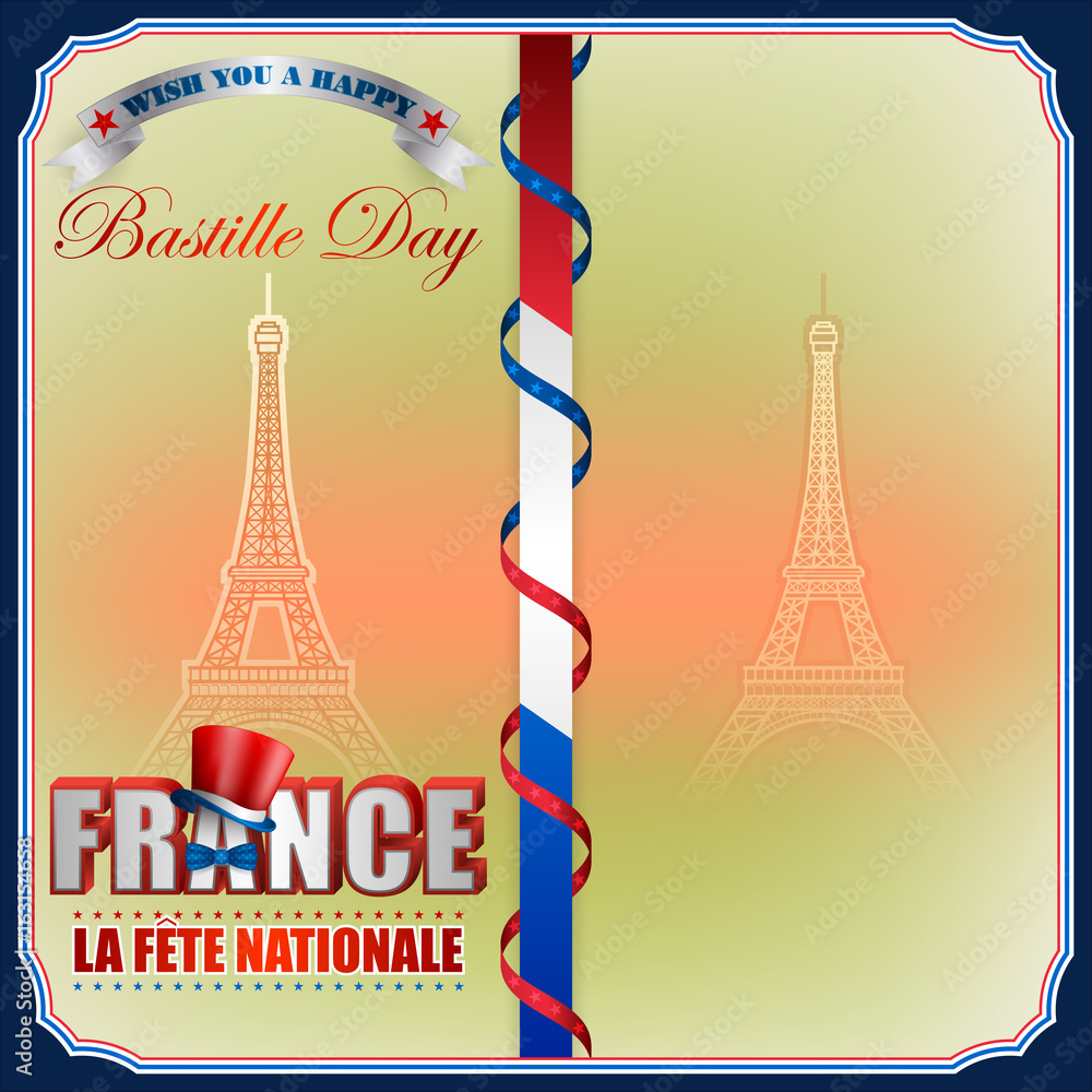 Holiday design, background with 3d texts, Eiffel tower shape and ...