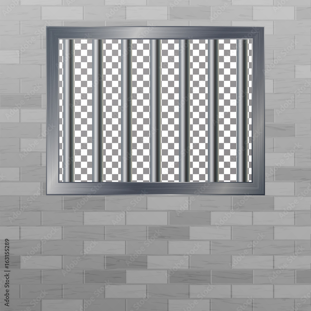 Window In Pokey With Bars. Brick Wall. Vector Jail Break Concept ...