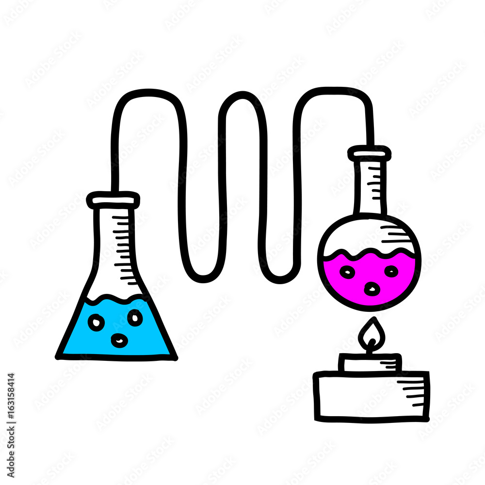 Distillation kit drawing on white background Stock Vector | Adobe Stock