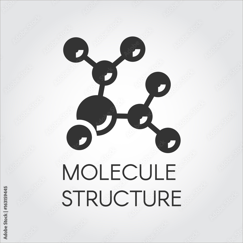 Icon in flat design of abstract molecular structure. Chemical compound ...