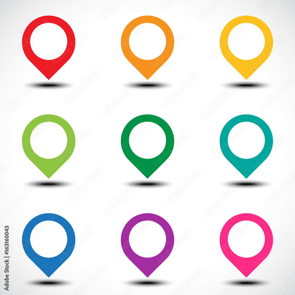 Color map pointer vector set isolated on white background Stock Vector ...