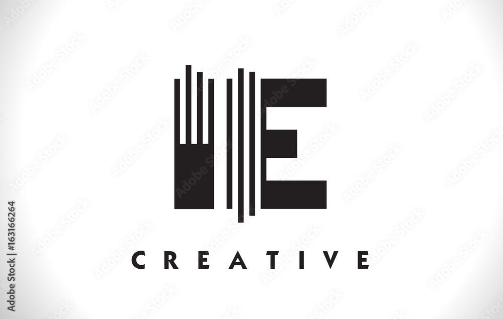 IE Logo Letter With Black Lines Design. Line Letter Vector Illustration ...