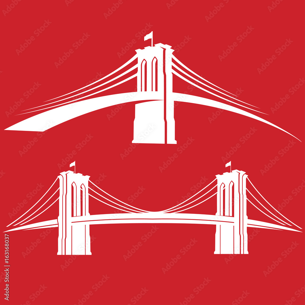 Brooklyn_red. New York symbol - Brooklyn Bridge - vector illustration ...
