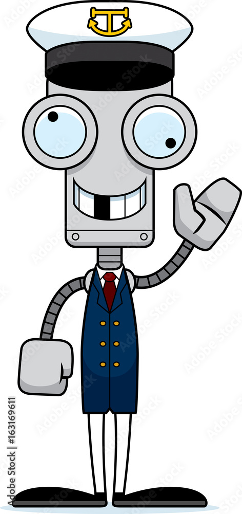 Cartoon Silly Boat Captain Robot Stock Vector | Adobe Stock
