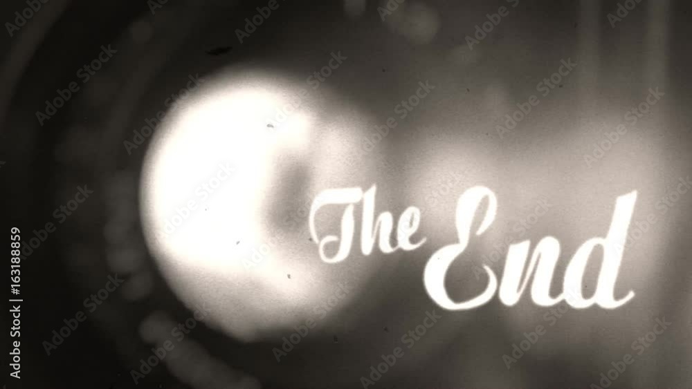 Retrograded animation: a vintage old fashioned The End title, silent ...