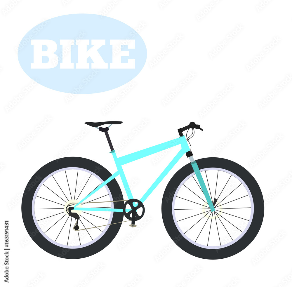 Fat bike. Bicycle with big tyre. Vector illustration. Stock Vector ...