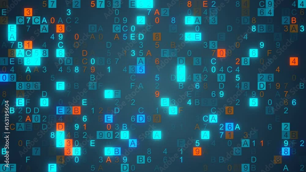 Digital data hex code symbols seamless loop animation 4k UHD (3840x2160 ...