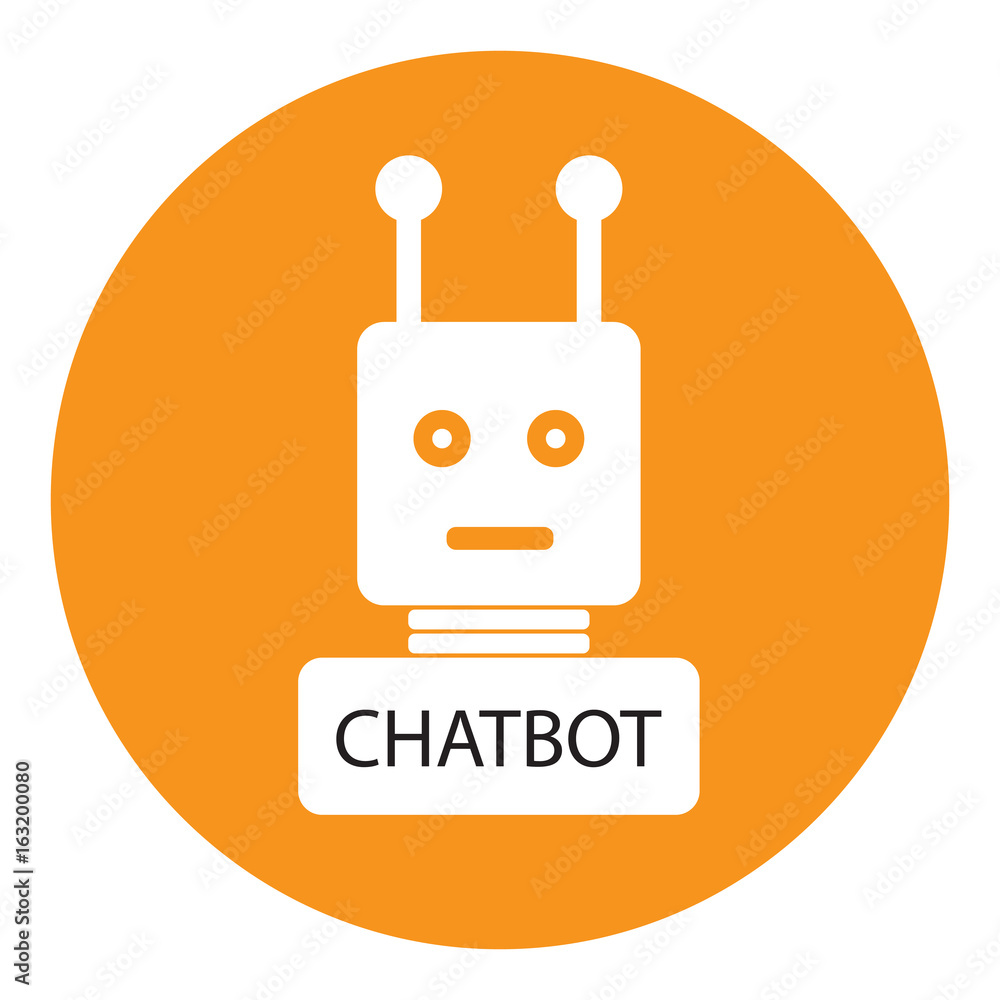 Vecteur Stock chatbot vector icon on orange and white background ...