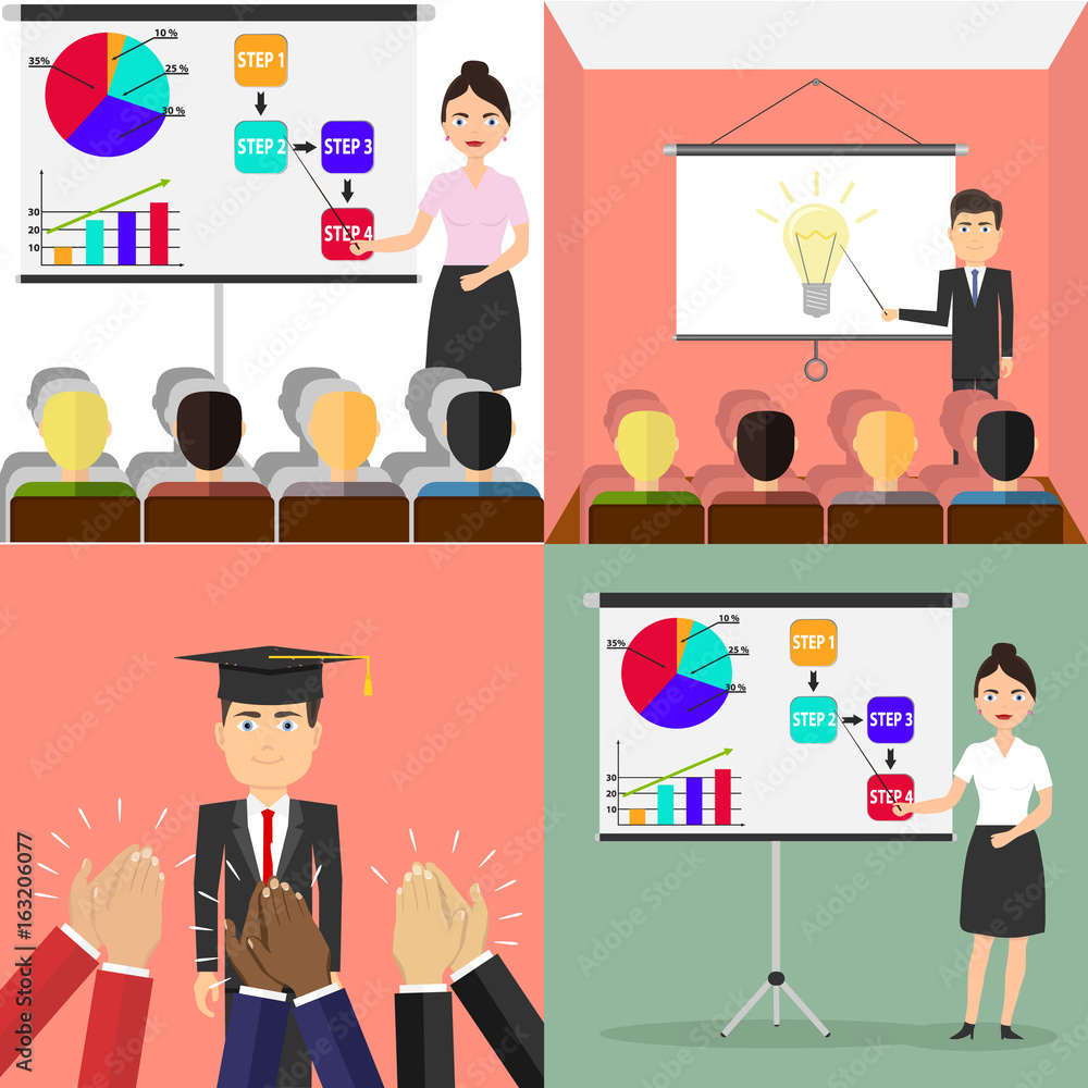 A businessman is holding a seminar Stock Vector | Adobe Stock