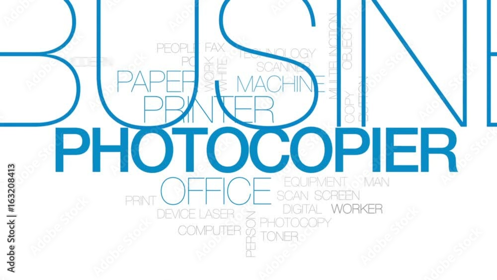 Photocopier animated word cloud, text design animation. Kinetic ...