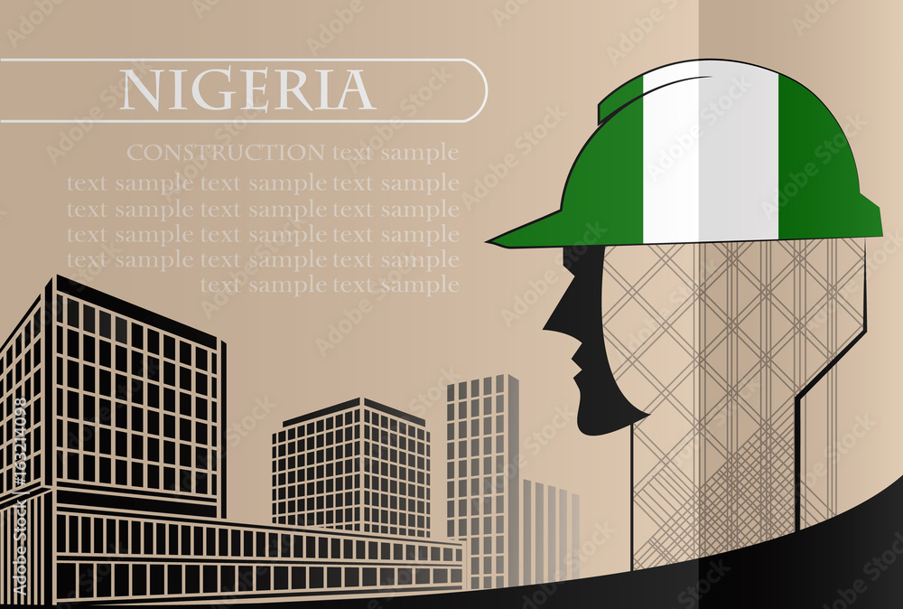 Building logo made from the flag of Nigeria ,construction working ...