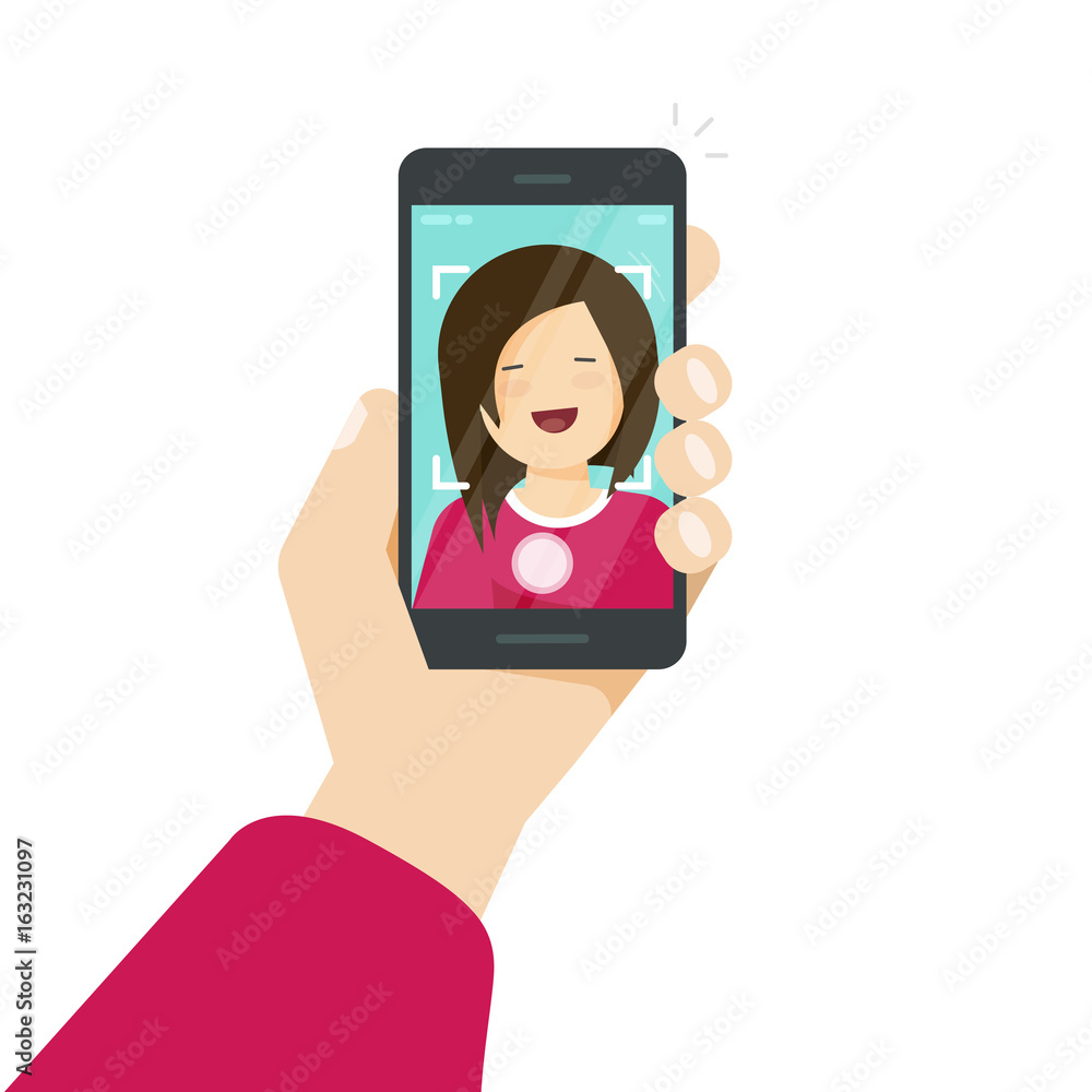Selfie via smartphone, photo of yourself vector illustration, flat ...