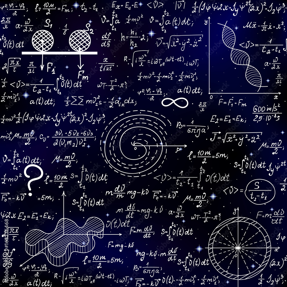 Scientific vector mathematical seamless pattern with geometrical figure ...