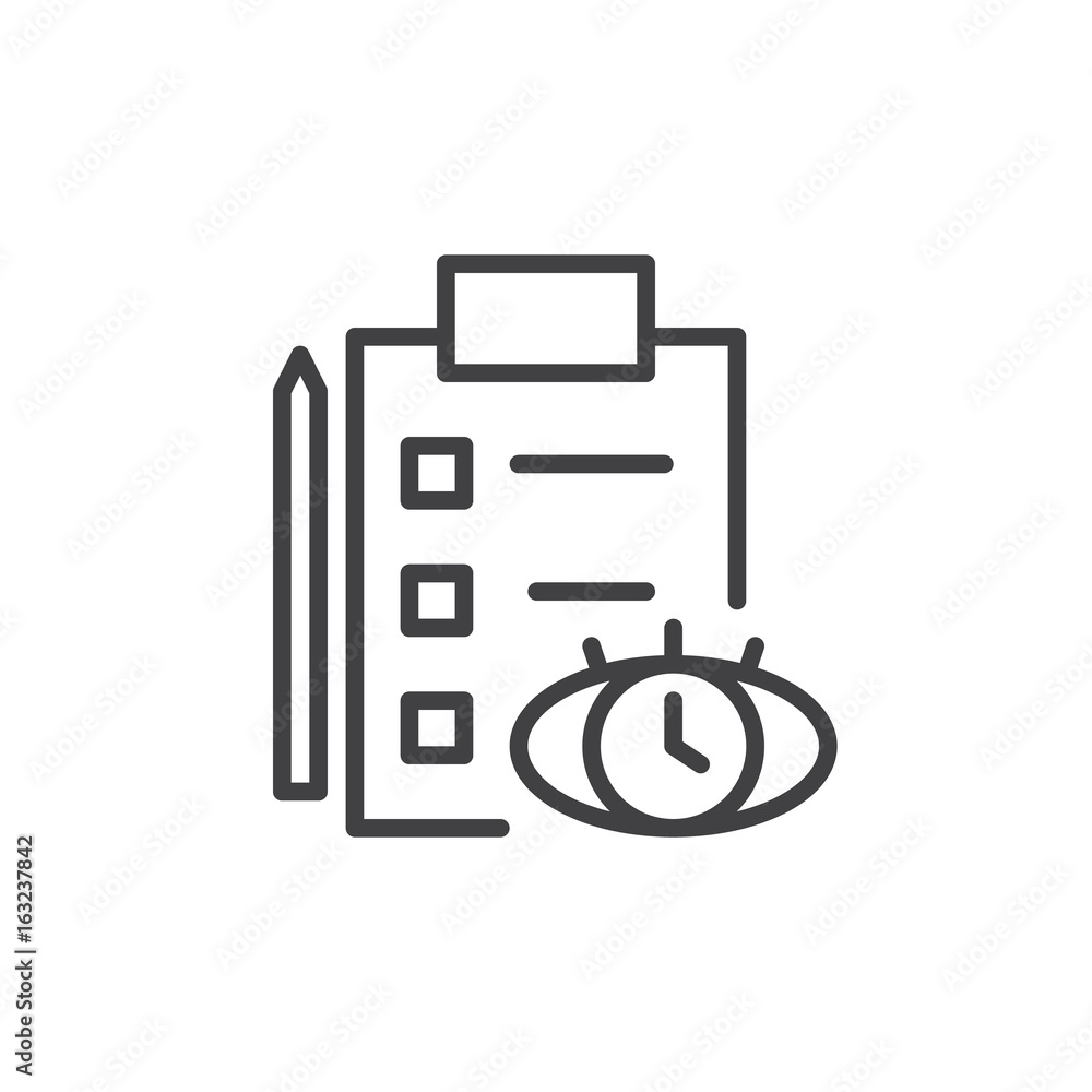 Quality control checklist line icon, outline vector sign, linear style ...
