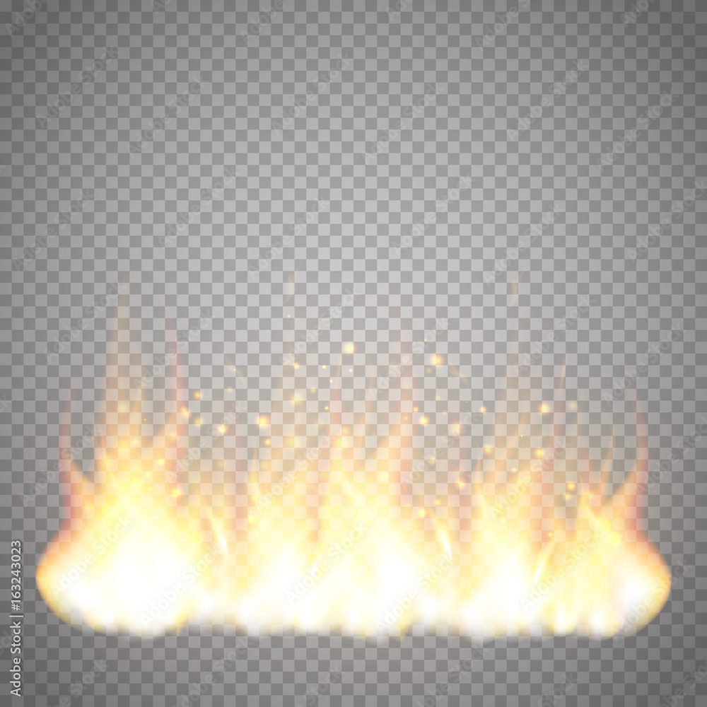 Realistic fire flame vector special effect isolated on transparent ...
