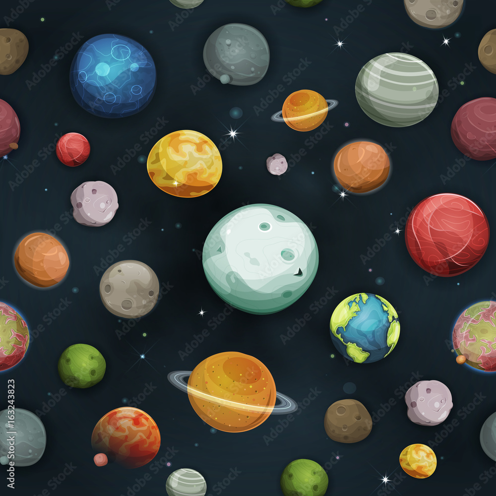 Seamless Planets And Asteroid Background Stock Vector | Adobe Stock