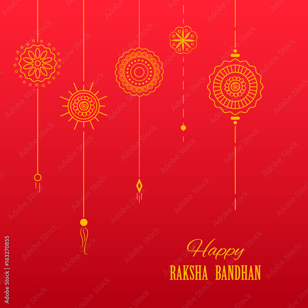 Greeting card with Decorative Rakhi for Raksha Bandhan background Stock ...