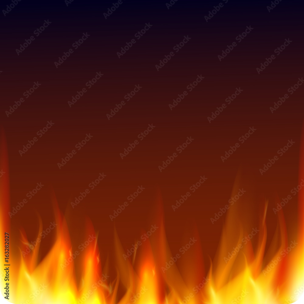 Abstract vector background with realistic fire flames effect. Hell ...