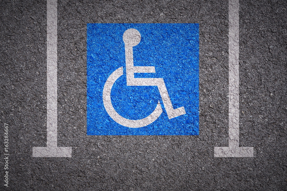 handicapped parking bay on asphalt background texture Stock Photo ...