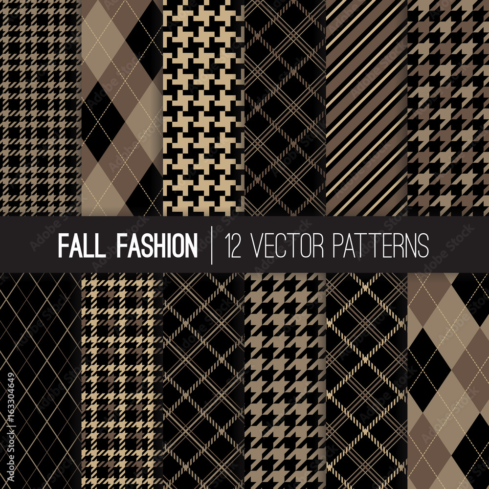 Fall Fashion Textile Patterns in Brown, Taupe Beige and Khaki ...