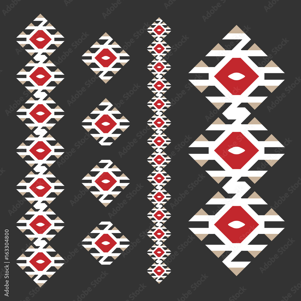 Vintage ethnic pattern, Serbian ornament, isolated on black background ...