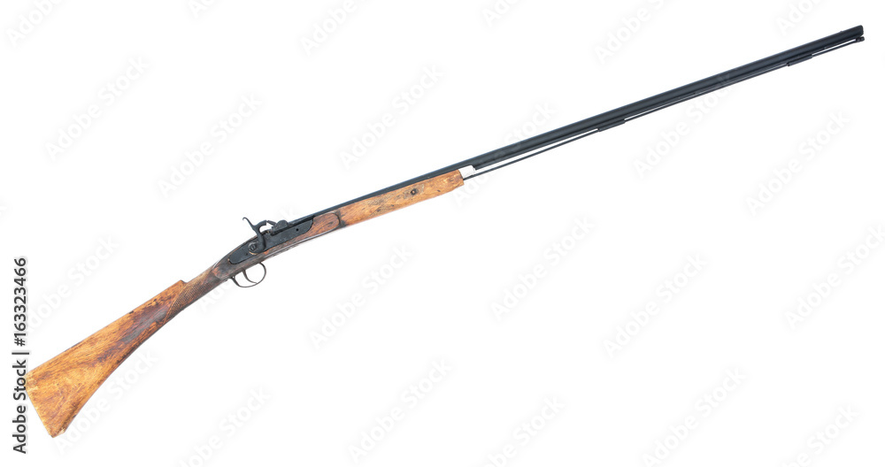 Old rifle gun isolated on white background.Old long gun isolated Stock ...