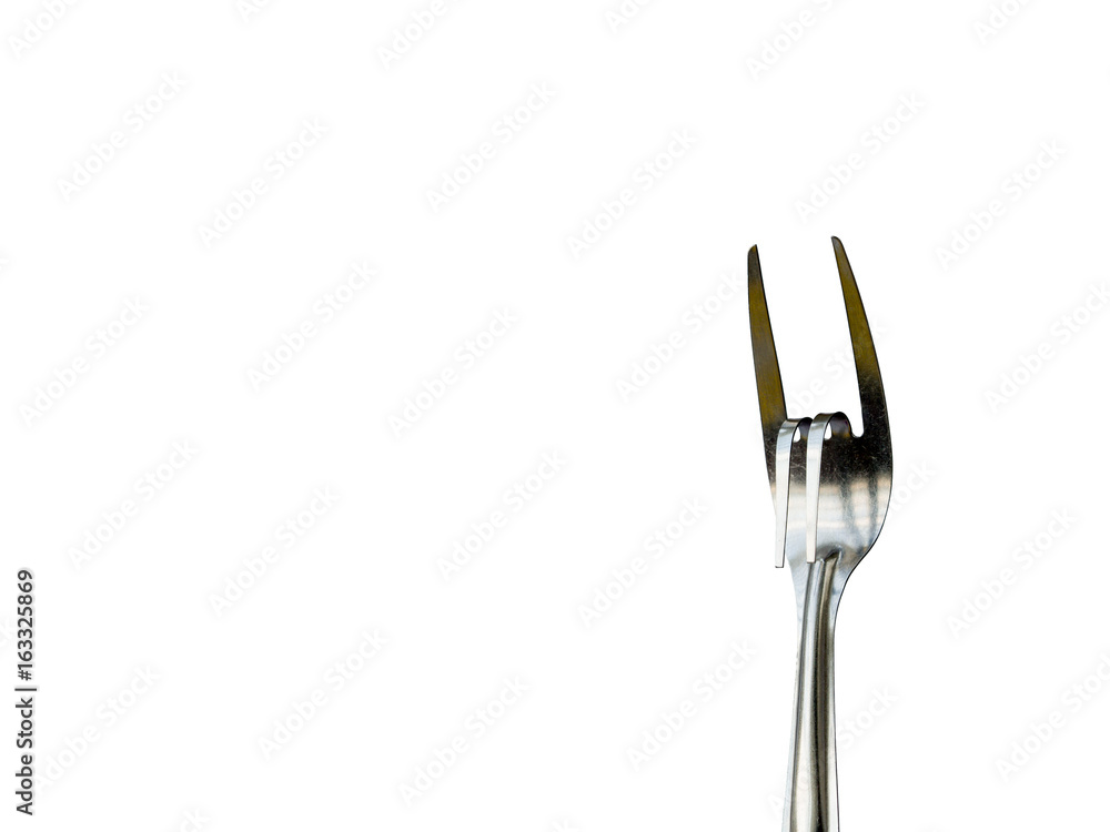 Stainless steel fork is gesture meant to convey love on white ...