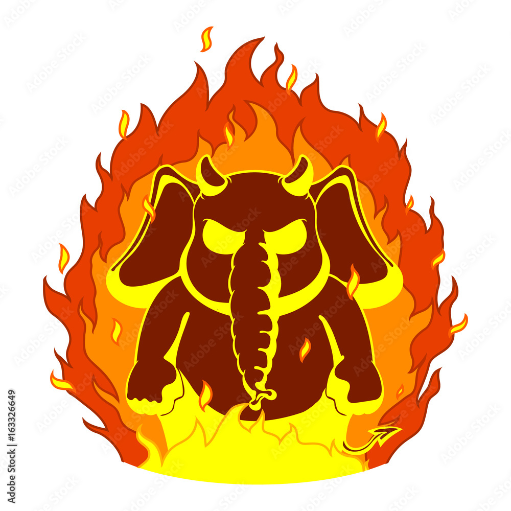 Elephant. Character. The evil red horns, fire. Devil. Big collection of ...