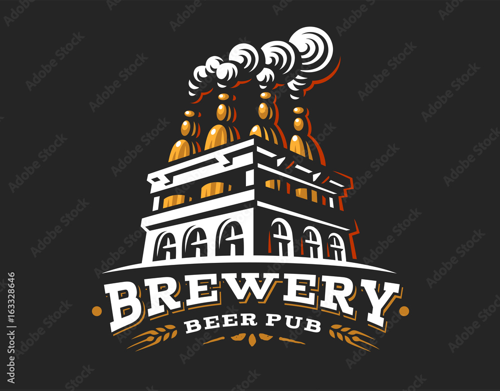 Box beer logo- vector illustration, emblem brewery design on dark ...