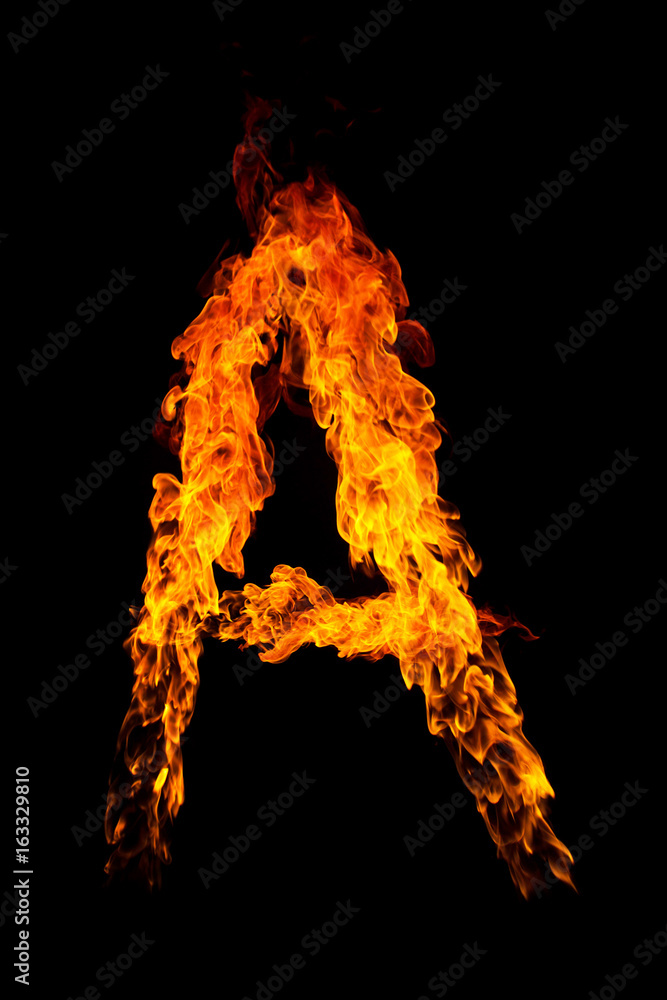 Fire letter A of burning flame. Stock Photo | Adobe Stock