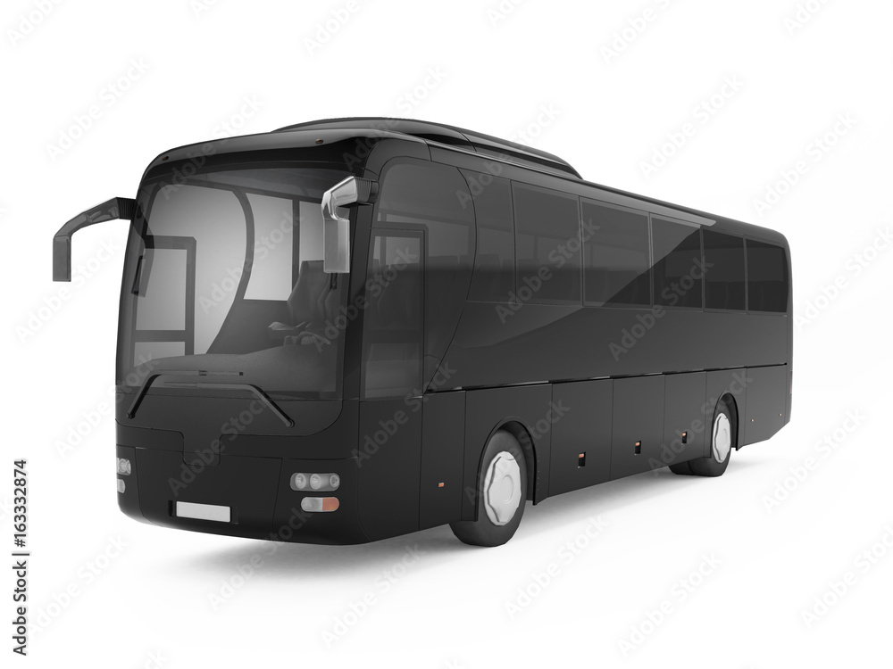 Black big tour bus isolated on a white background. 3D rendering Stock ...