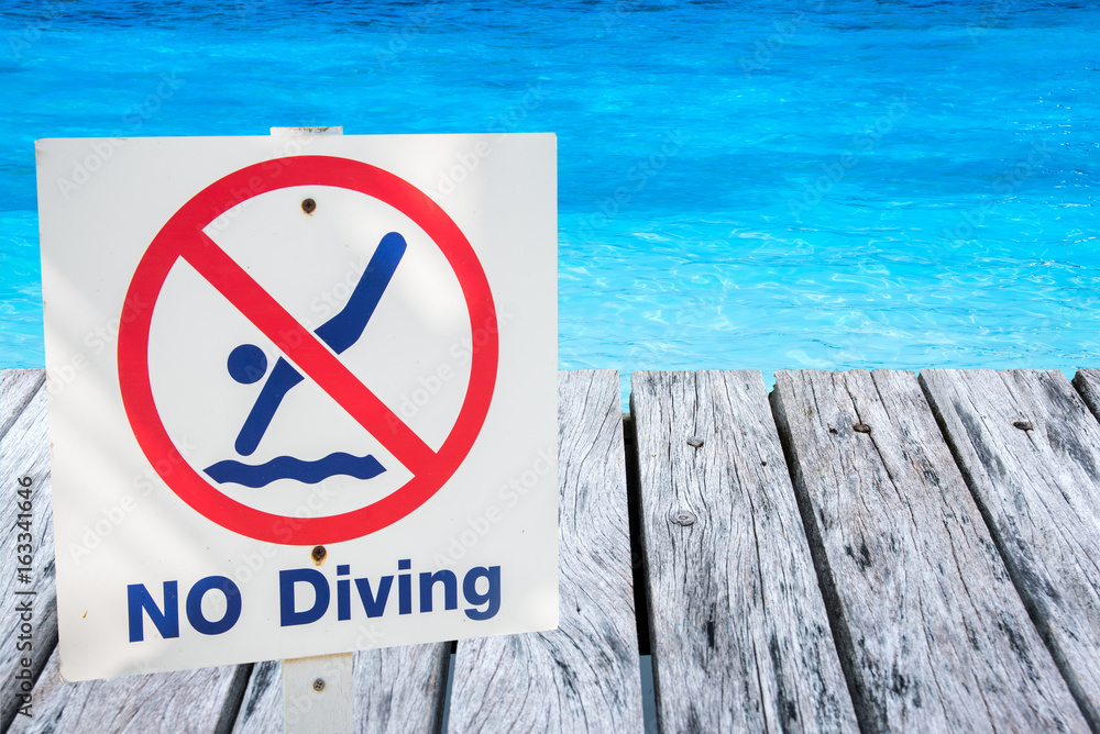 warning sign for safety at swimming pool.. Stock Photo | Adobe Stock