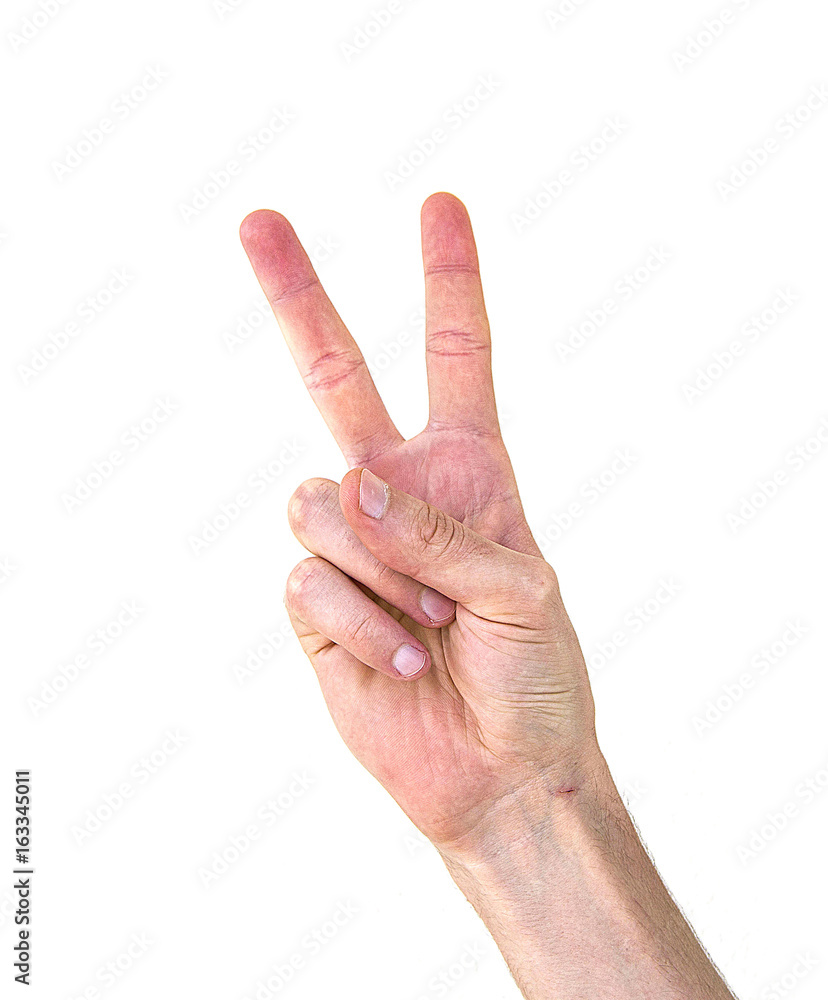 Various signs made by hand, sign of victory, sign of victory by hand ...