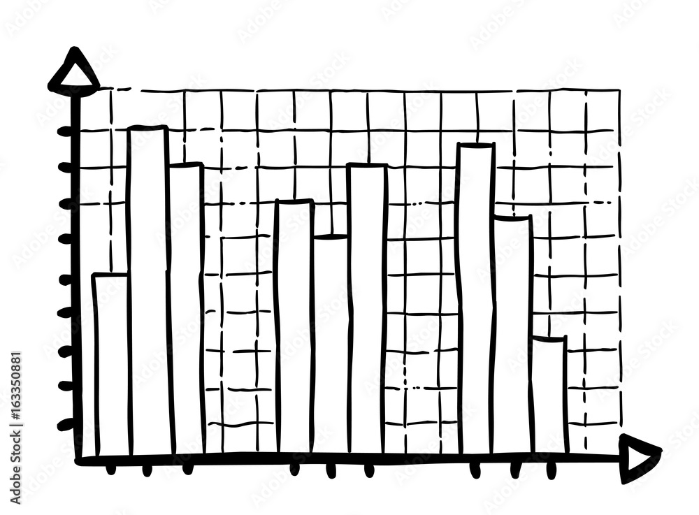 Cartoon image of Graph Icon. Chart bar symbol. An artistic freehand ...