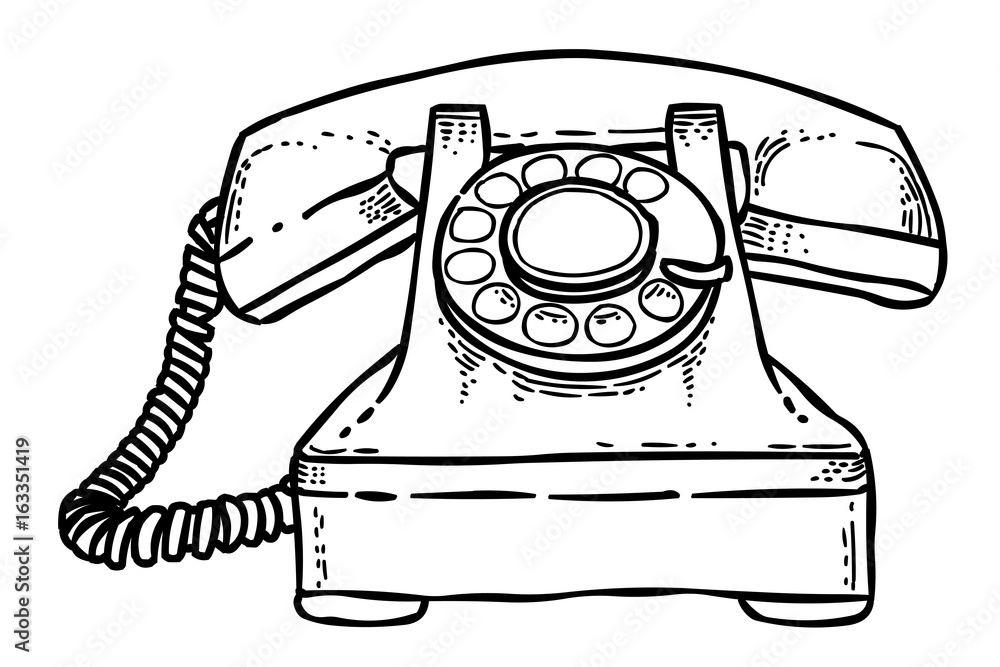 Cartoon image of Phone Icon. Telephone symbol. An artistic freehand ...