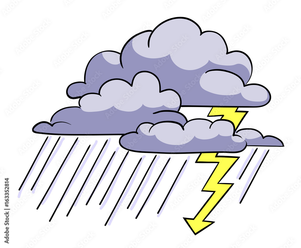 Cartoon image of Storm Icon. Rainstorm symbol. An artistic freehand ...