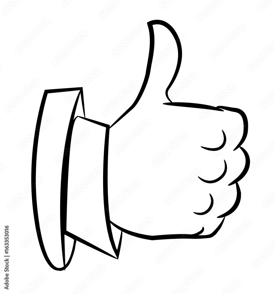 Cartoon image of Thumb up Icon. Good symbol. An artistic freehand ...