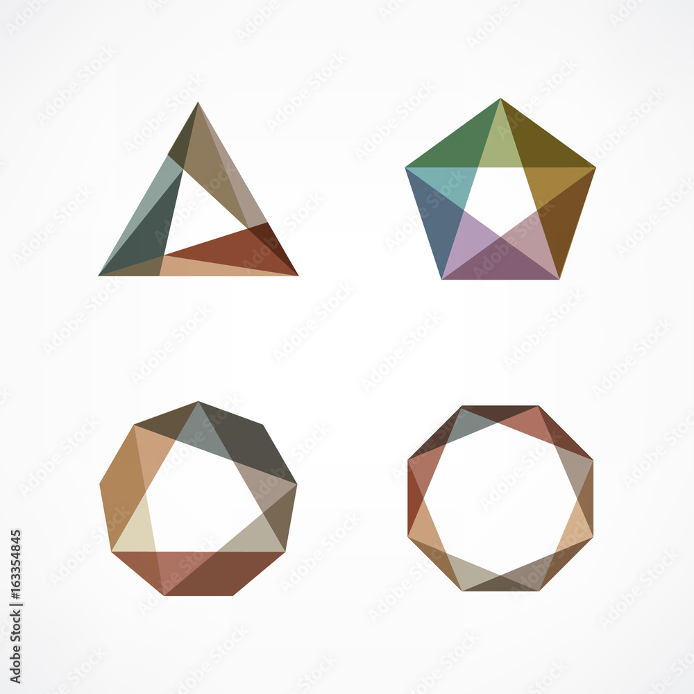 Set of minimal geometric multicolor symbols and shapes. Trendy icons ...