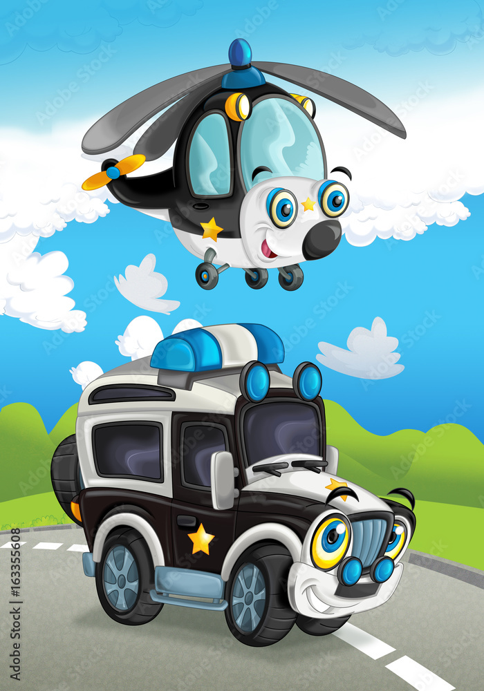Cartoon Police Helicopter
