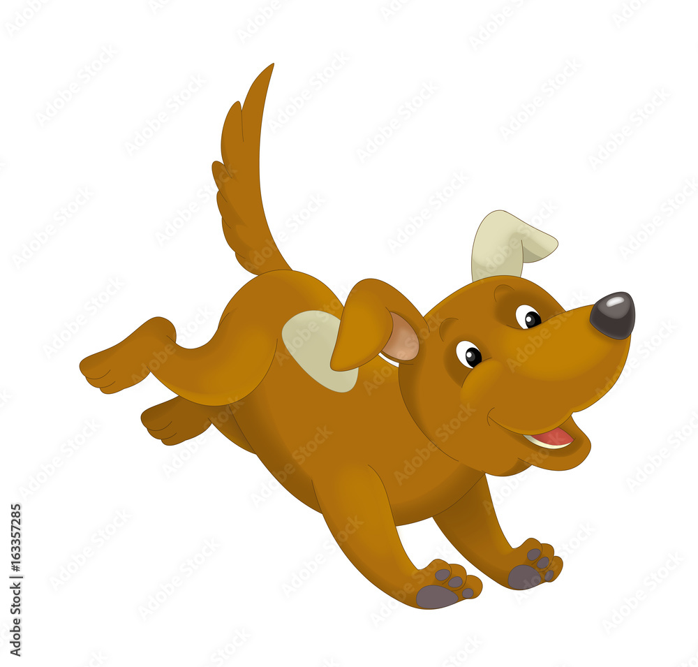 cartoon happy dog running and jumping - illustration for children Stock ...