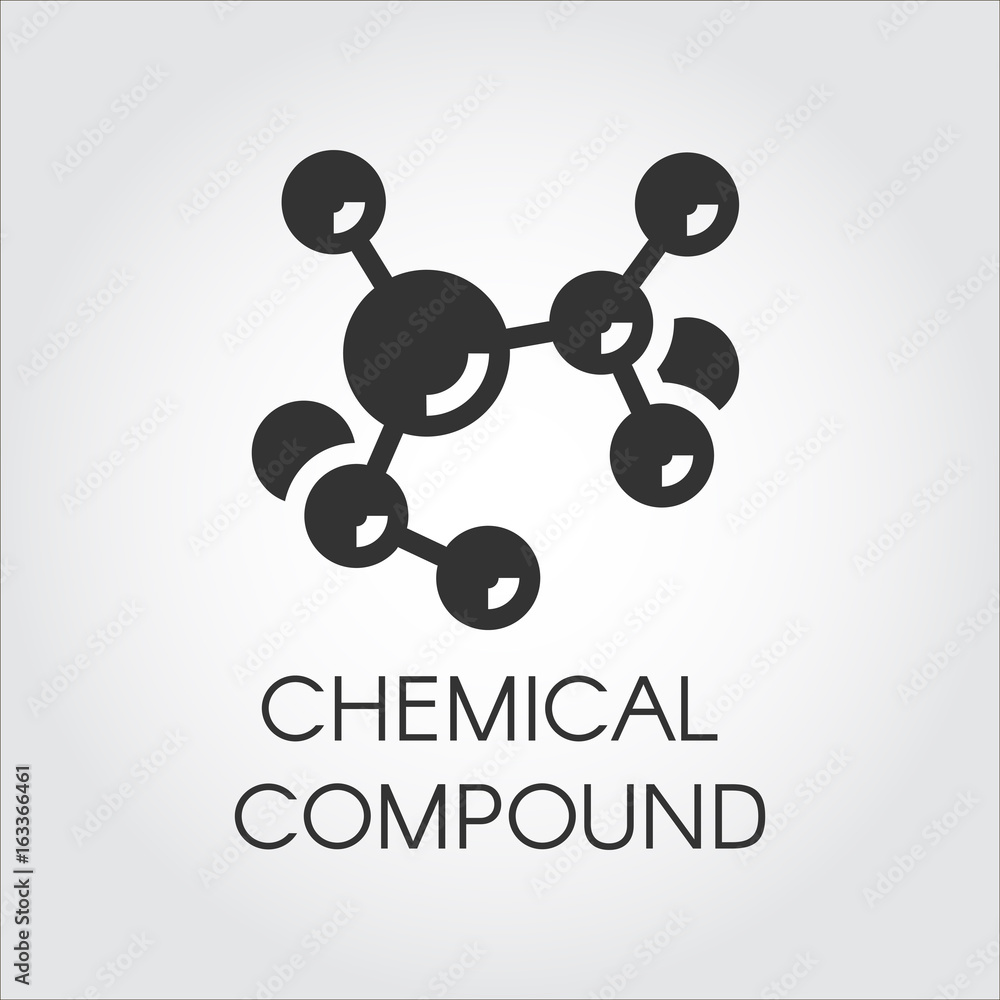 Icon of chemical element compound in flat design. Black logo on a gray ...