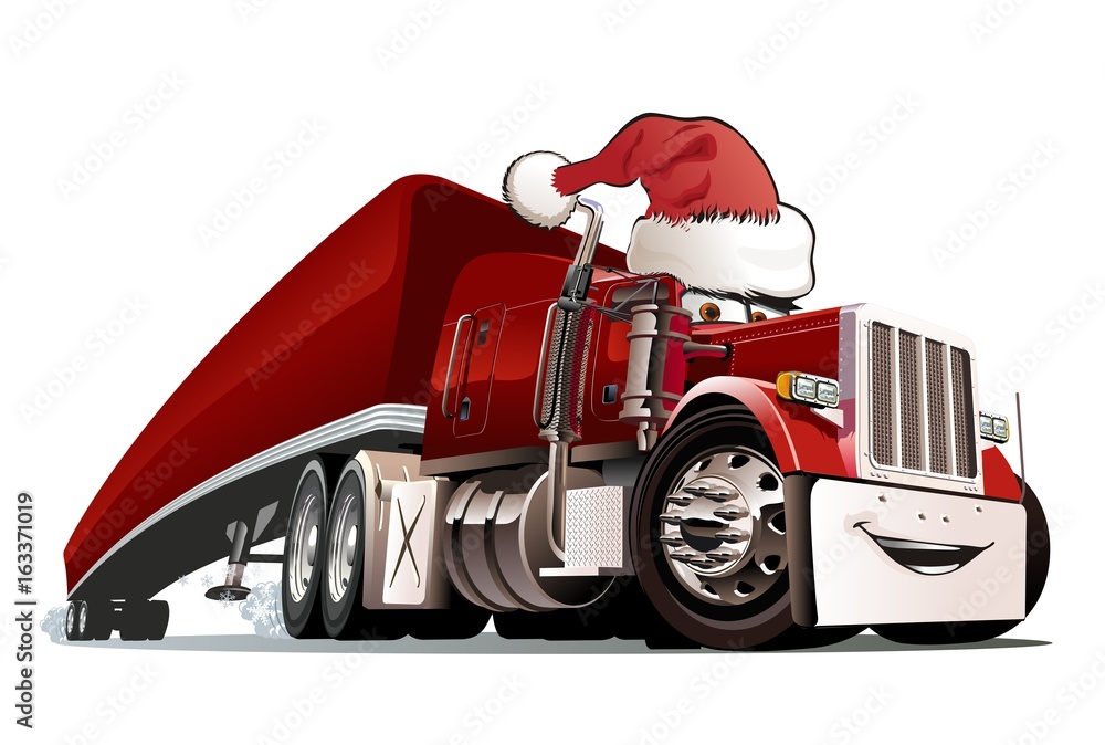 Cartoon Christmas truck isolated on white background. Available EPS-10 ...