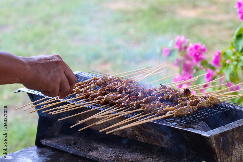 Grilled Satay, one of famous dishes for some countries in Asia ...